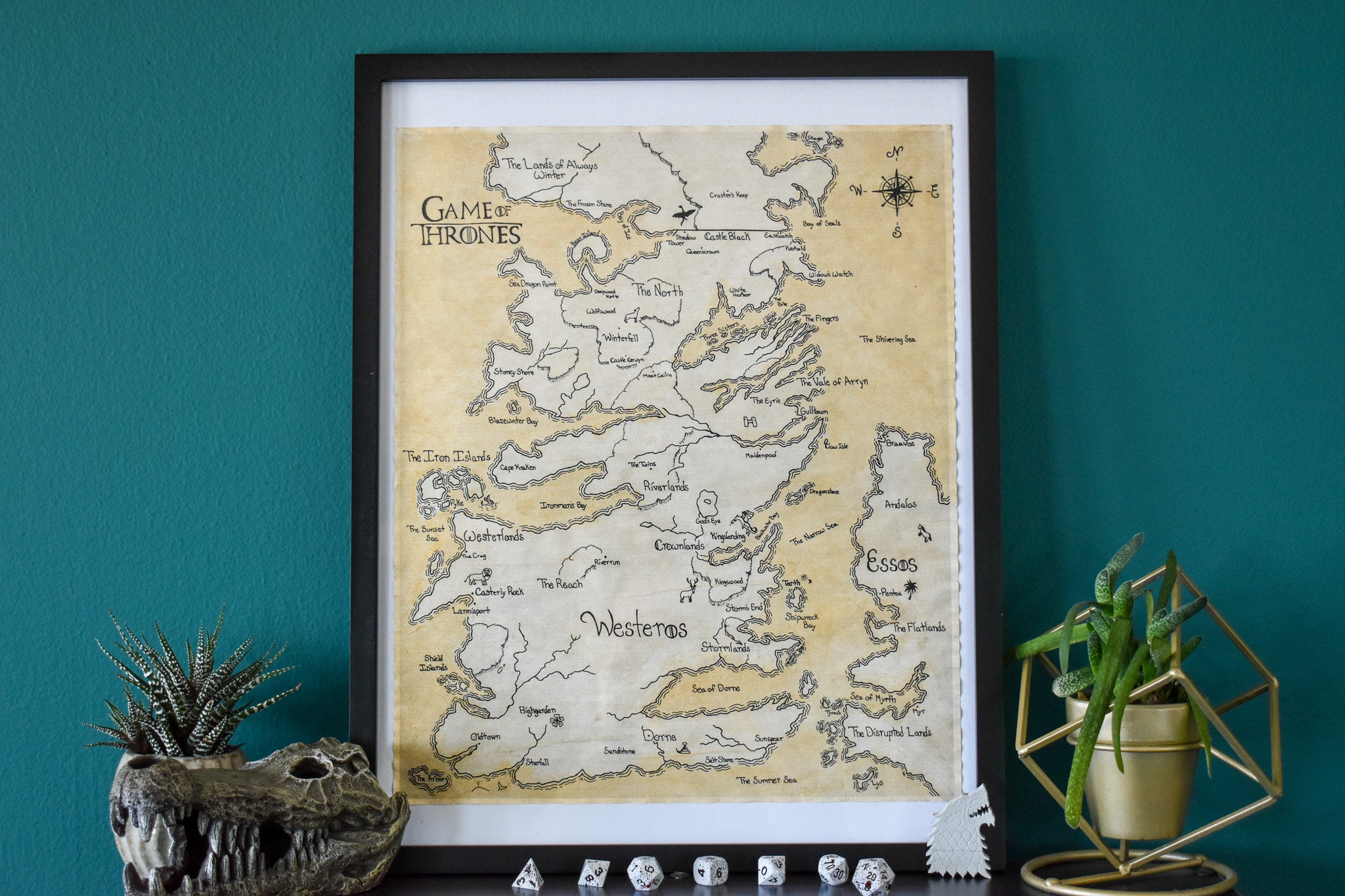 Game of Thrones Map hand-drawn Map of Westoros Gift for Boyfriend ...