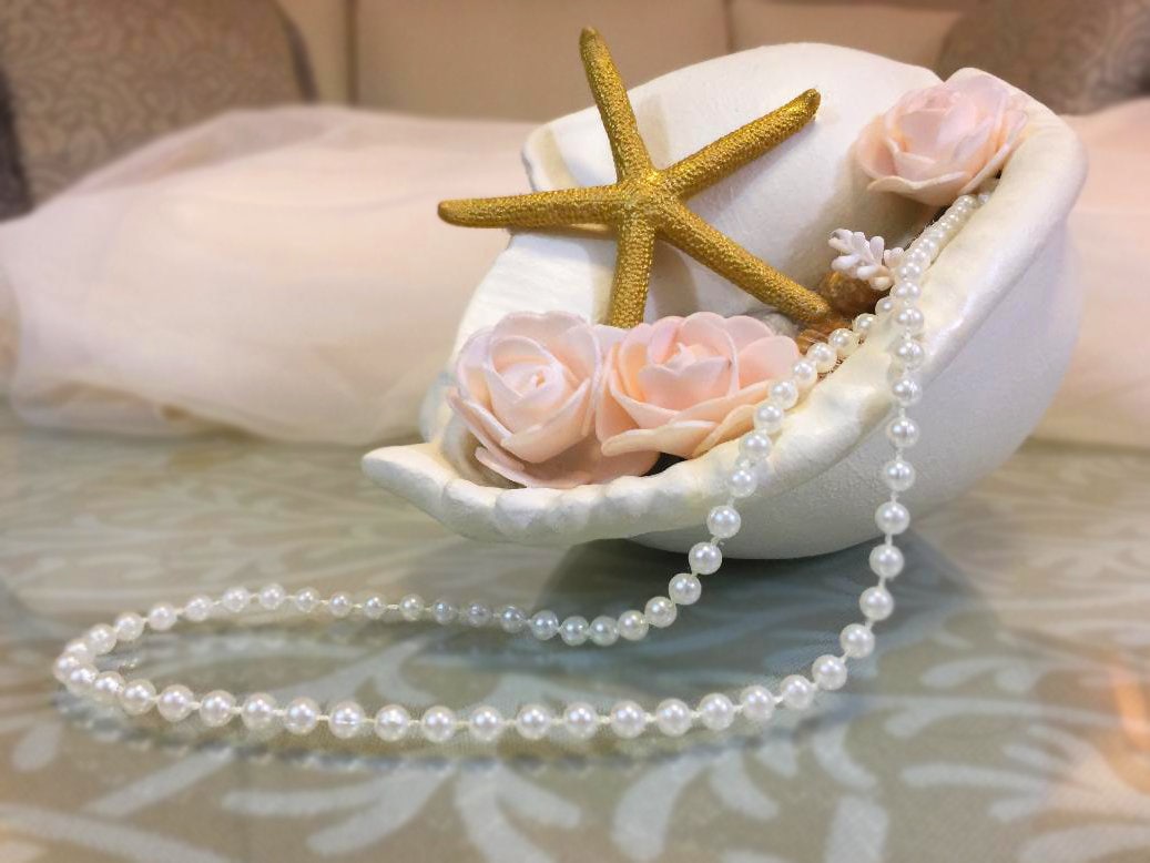 Conch Shell Beach Decor, Wedding Centerpiece, Mother of Pearl, Metallic ...