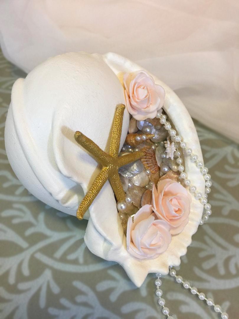 Conch Shell Beach Decor, Wedding Centerpiece, Mother of Pearl, Metallic ...