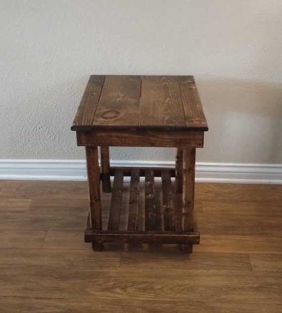 Rustic Farmhouse Square End Table With Shelf Side Table End - Etsy