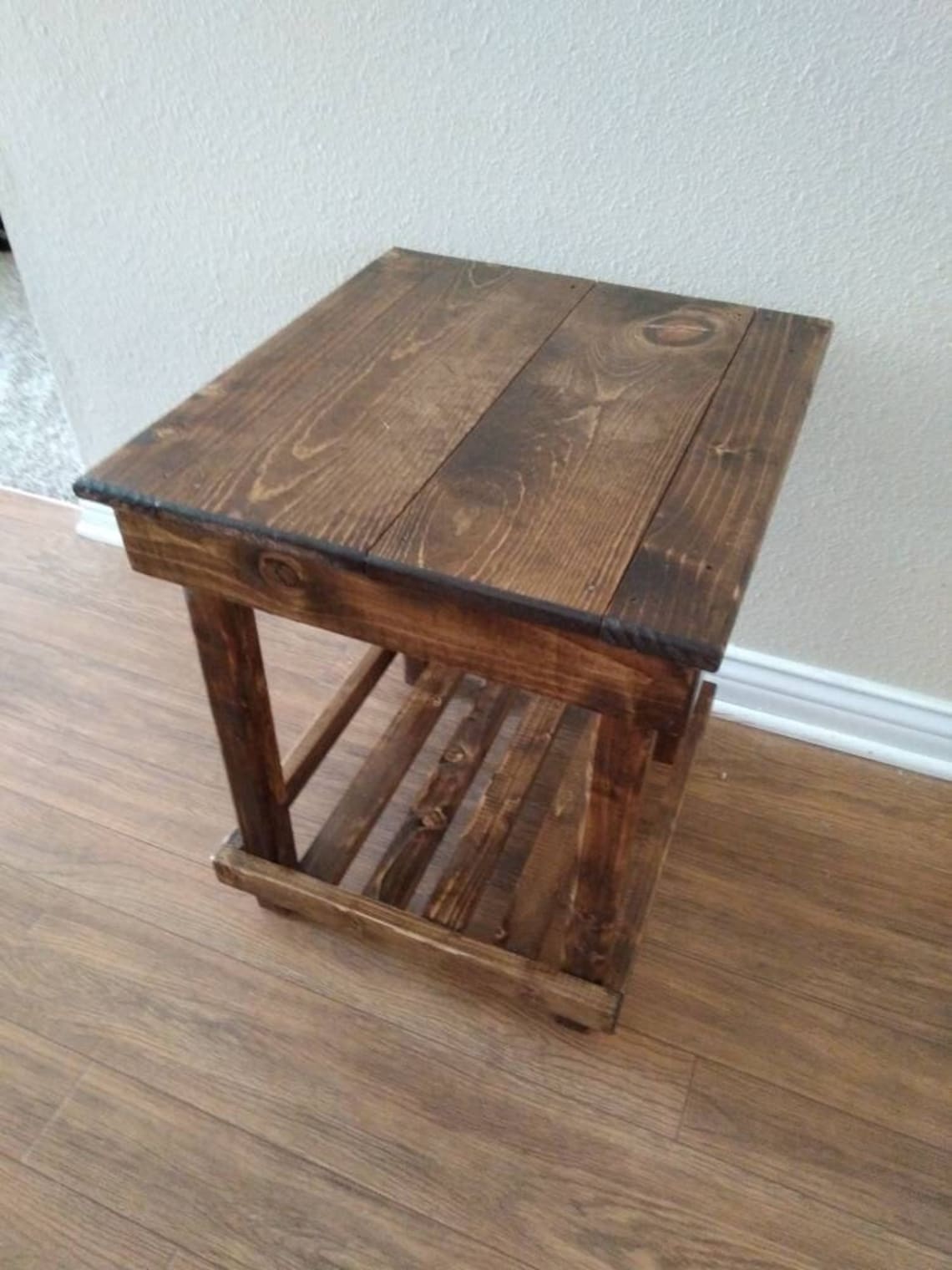 Rustic Farmhouse Square End Table With Shelf Side Table End - Etsy