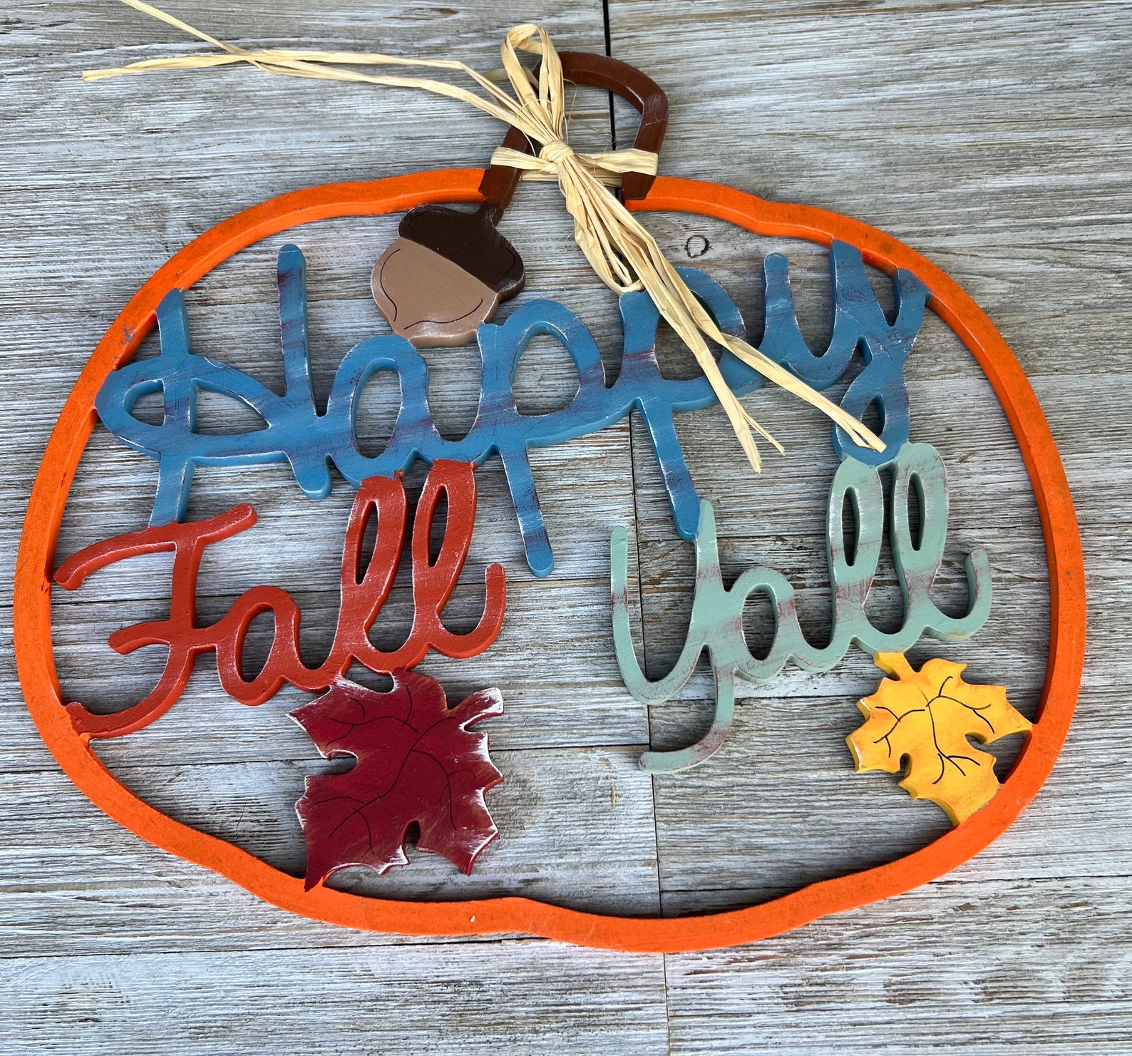 Happy Fall Y’all Pumpkin Wood Wall Sign in Your Choice of 3 Different ...