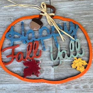 Happy Fall Y’all Pumpkin Wood Wall Sign in Your Choice of 3 Different ...