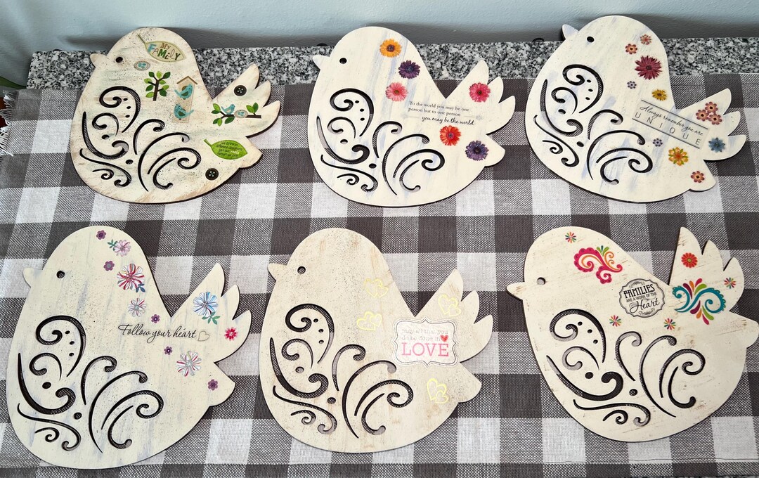 Laser Cut Birds With Different Designs Wood Sign in Your Choice of ...