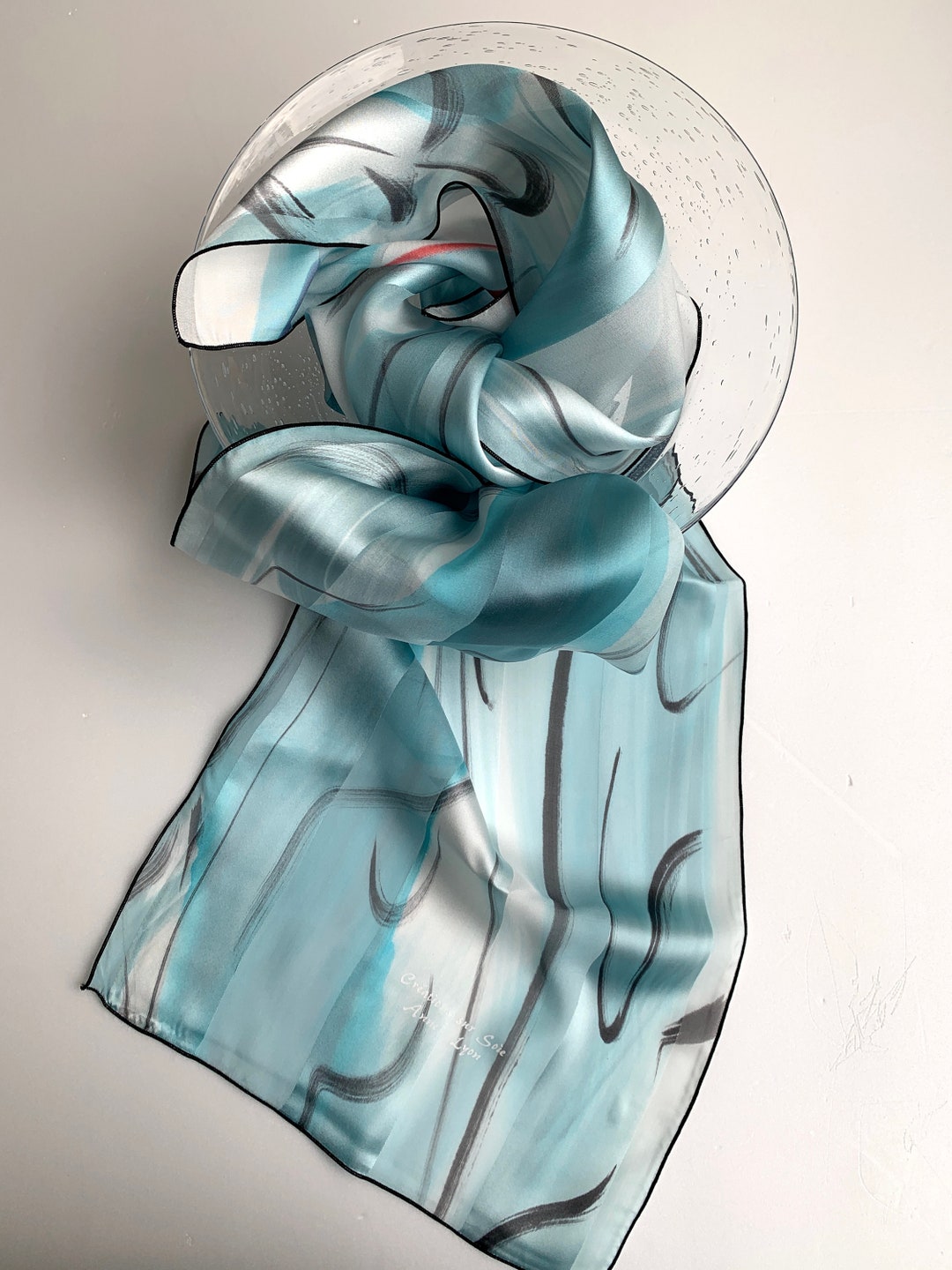 Silk Scarf Muslin Satin Strips 100% Natural Silk Hand Painted 30x140cm ...