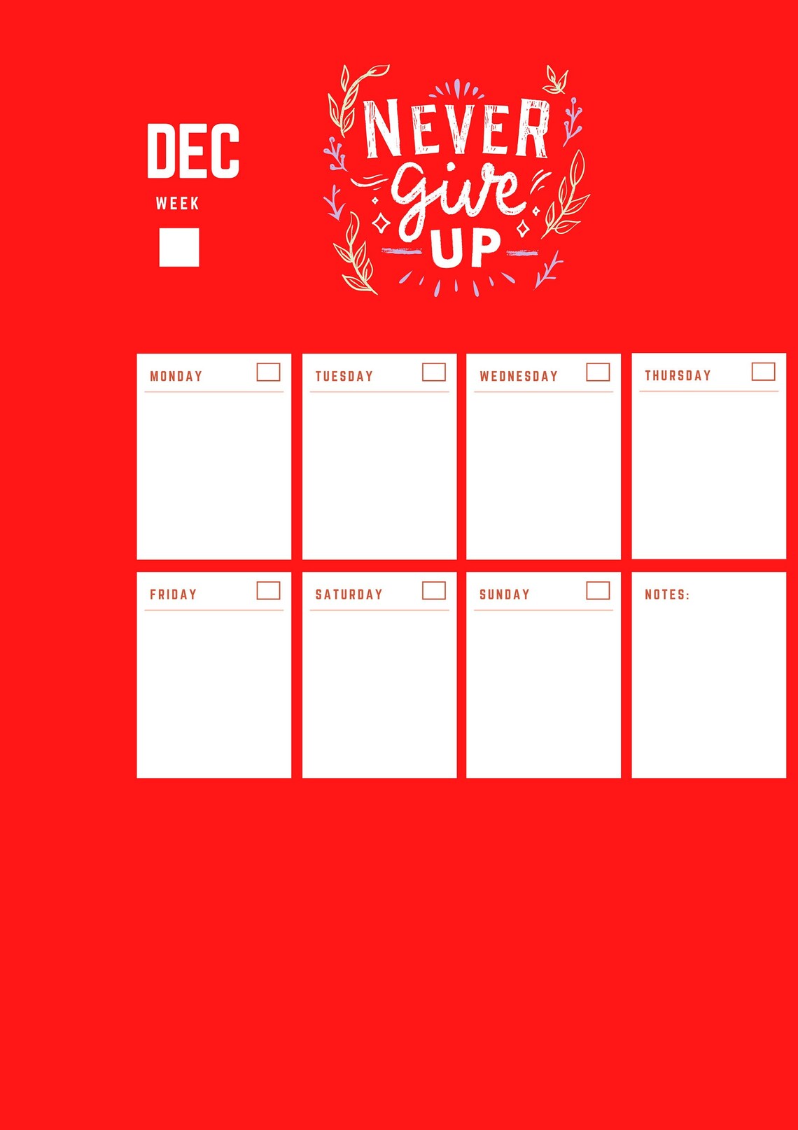 December Weekly Calendar / Weekly Calendar / Organization - Etsy