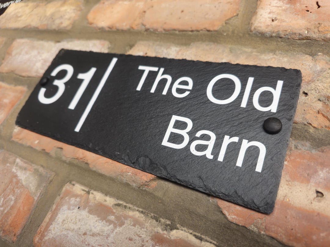 Rustic Slate House Name and Number Sign Plaque, 30x12cm | Chorley Oak ...
