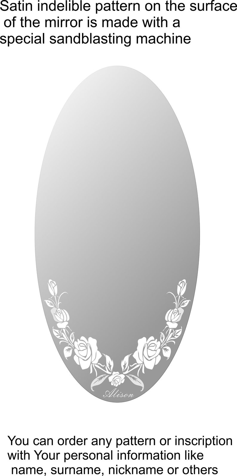 Wall Mirror With Pattern Sandblasting Pattern on Surface of Mirror ...