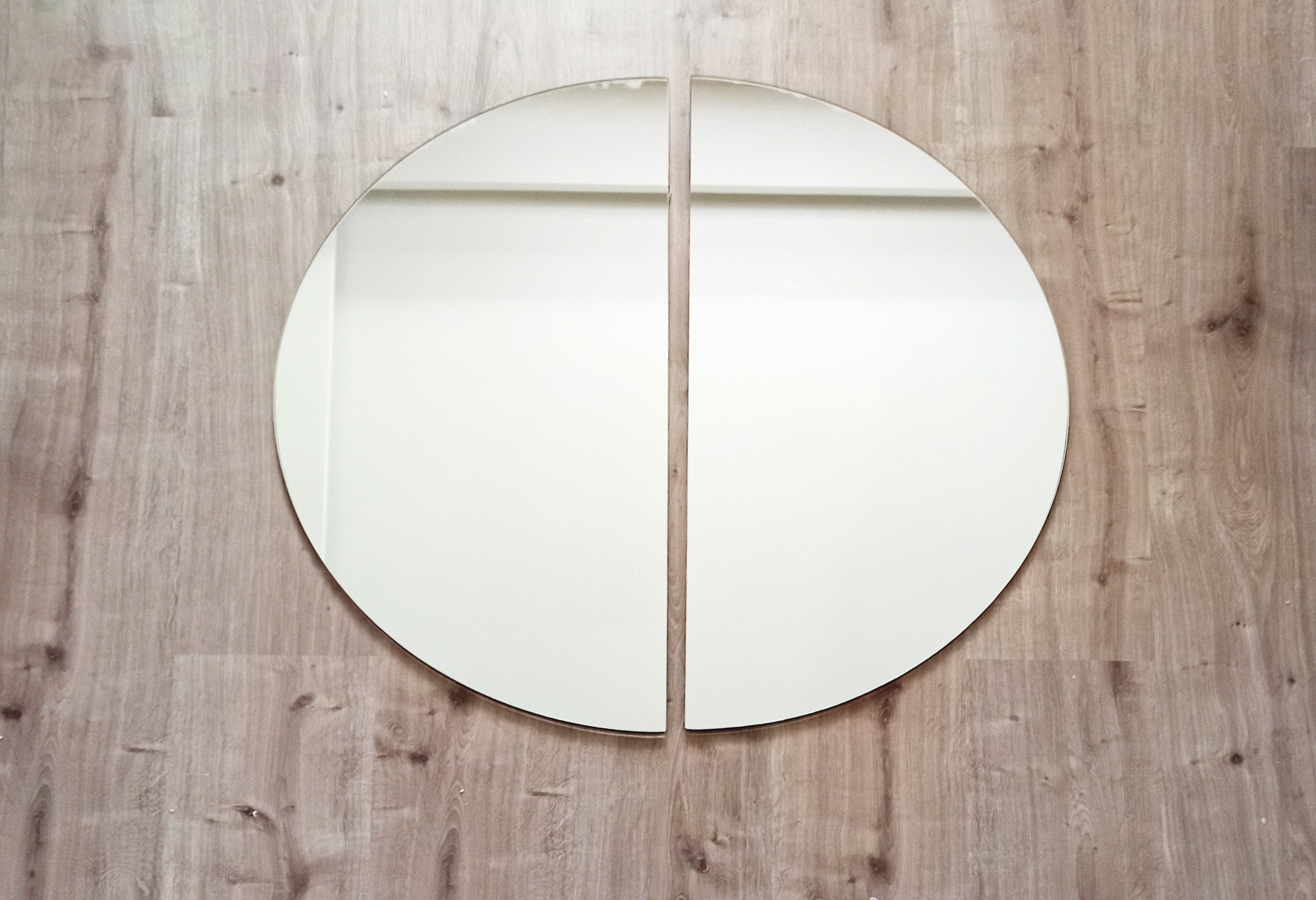 Two Semicircular Double Mirrors Polished Around Perimeter Wall Double ...