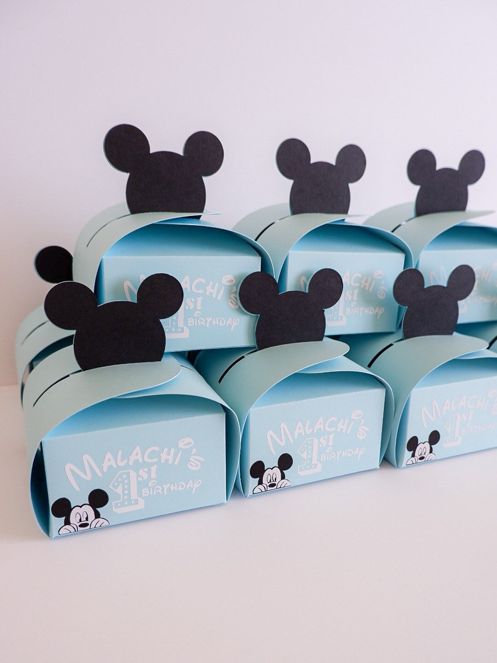 Custom Mickey Mouse birthday favor boxes | Etsy