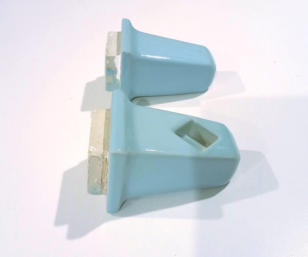 Blue Ceramic Towel Bar Rack With Original Rod Vintage Salvage MCM Mid ...
