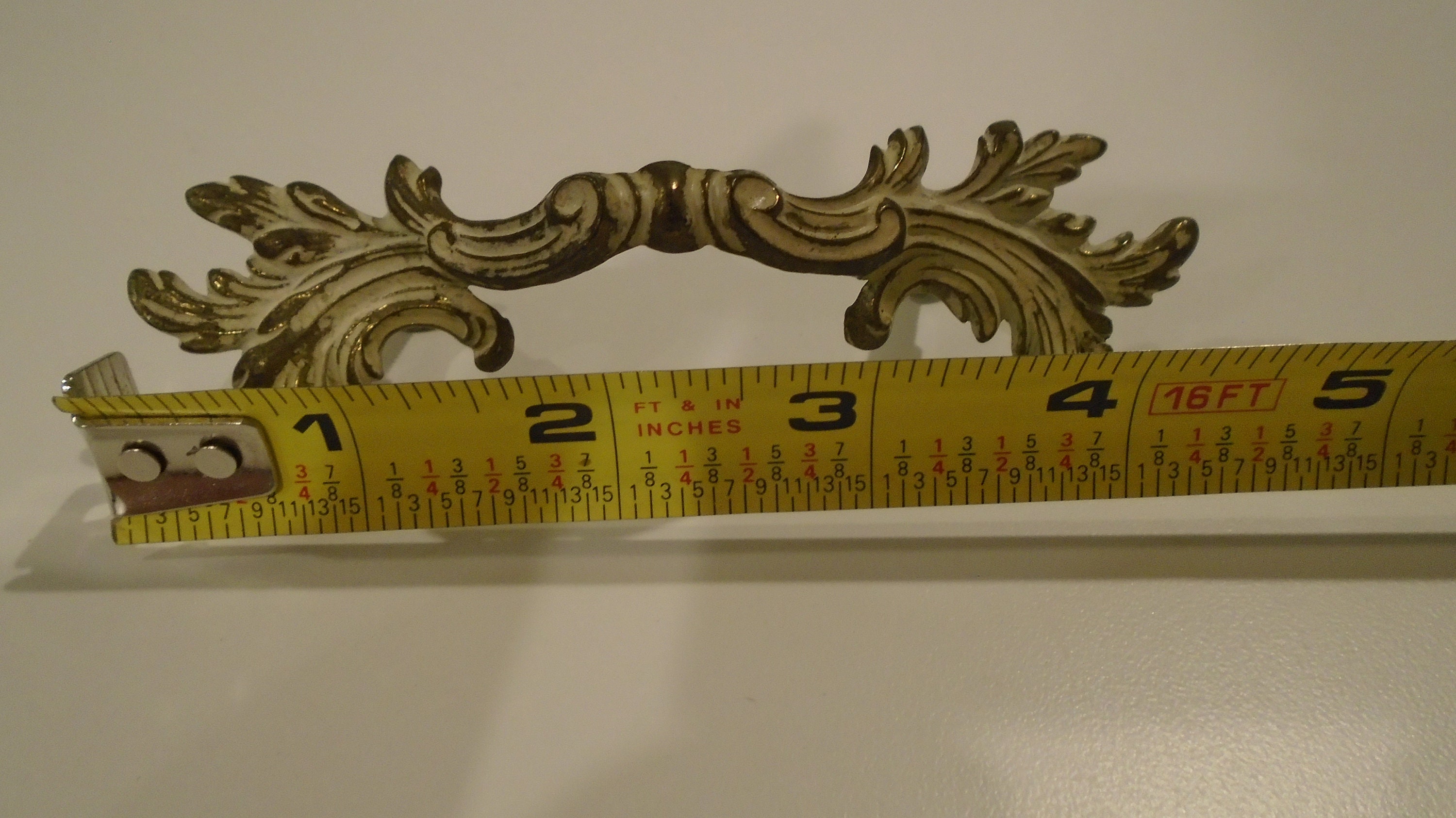 Vintage French Provincial Drawer Pull 1970's Gold White 2-1/2 Inch ...