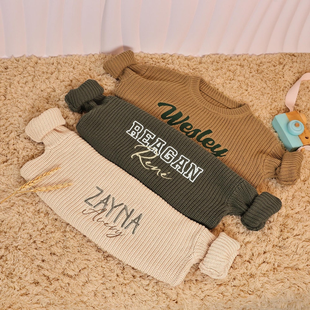 Personalized Embroidered Name Kids Toddler Baby Sweater, Knitted ...