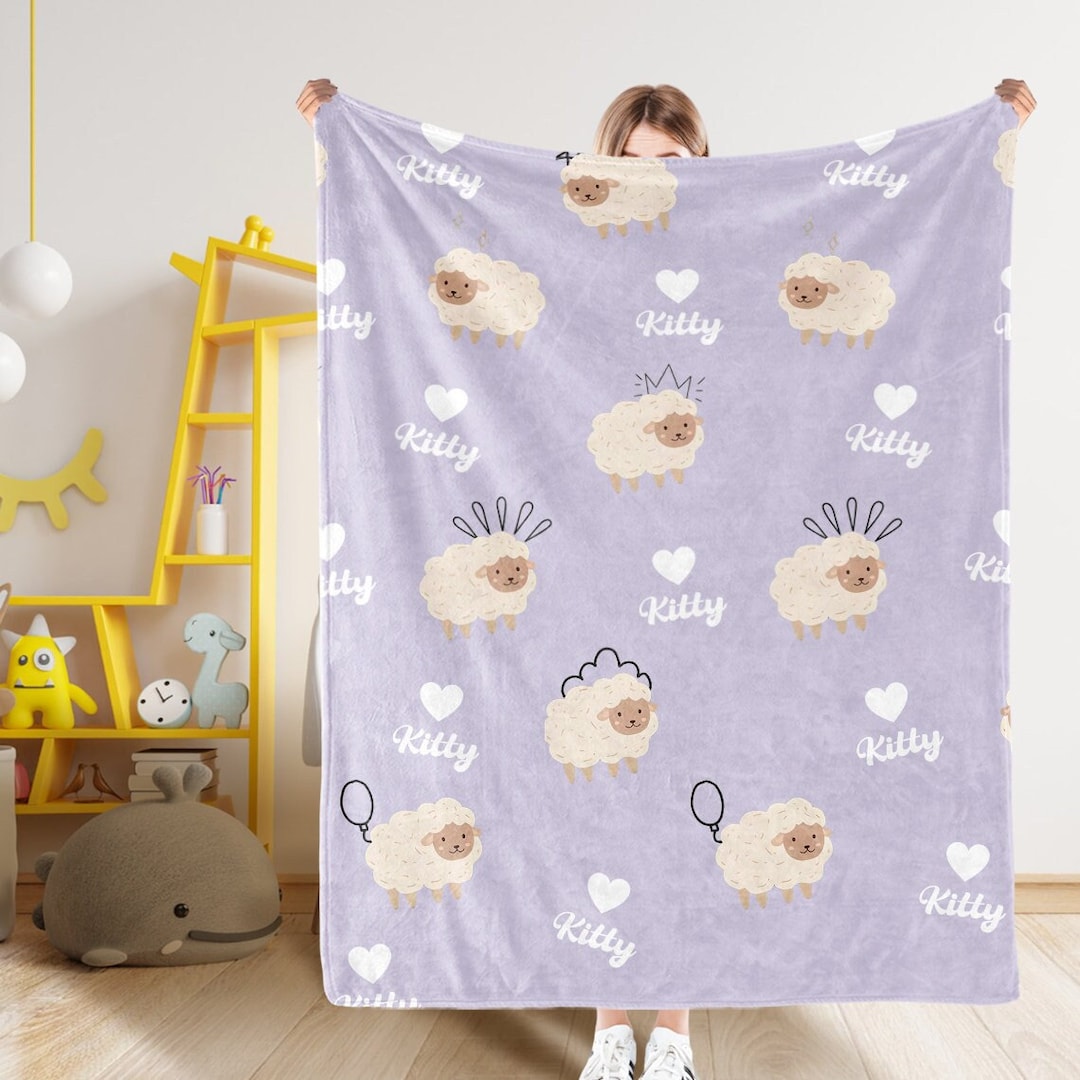 Lamb Cute Baby Blanket,personalized Name Baby Blanket,custom Blanket ...