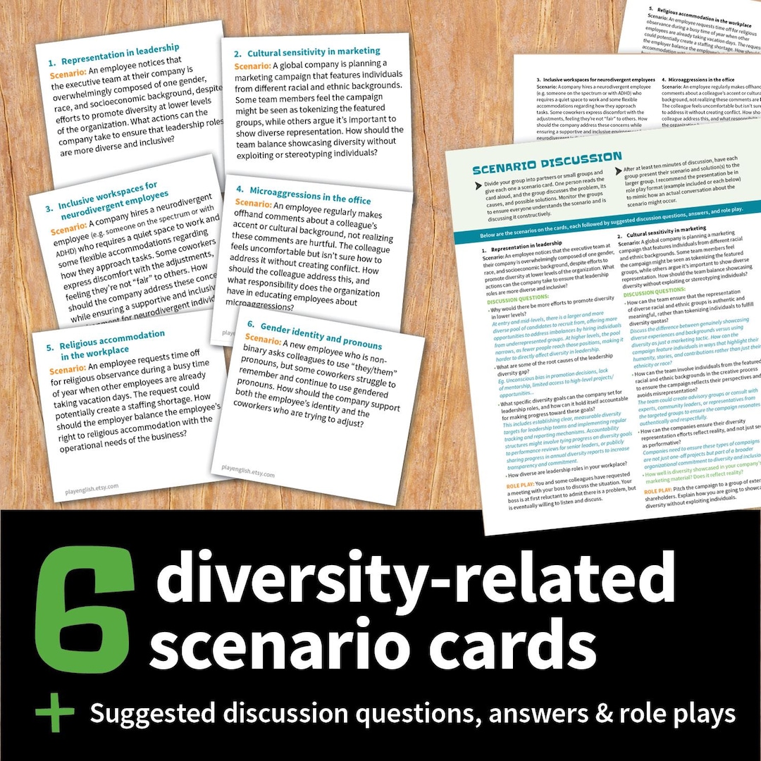 Diversity Activity, DEI Scenario Cards, Discussion and Role Play - Etsy
