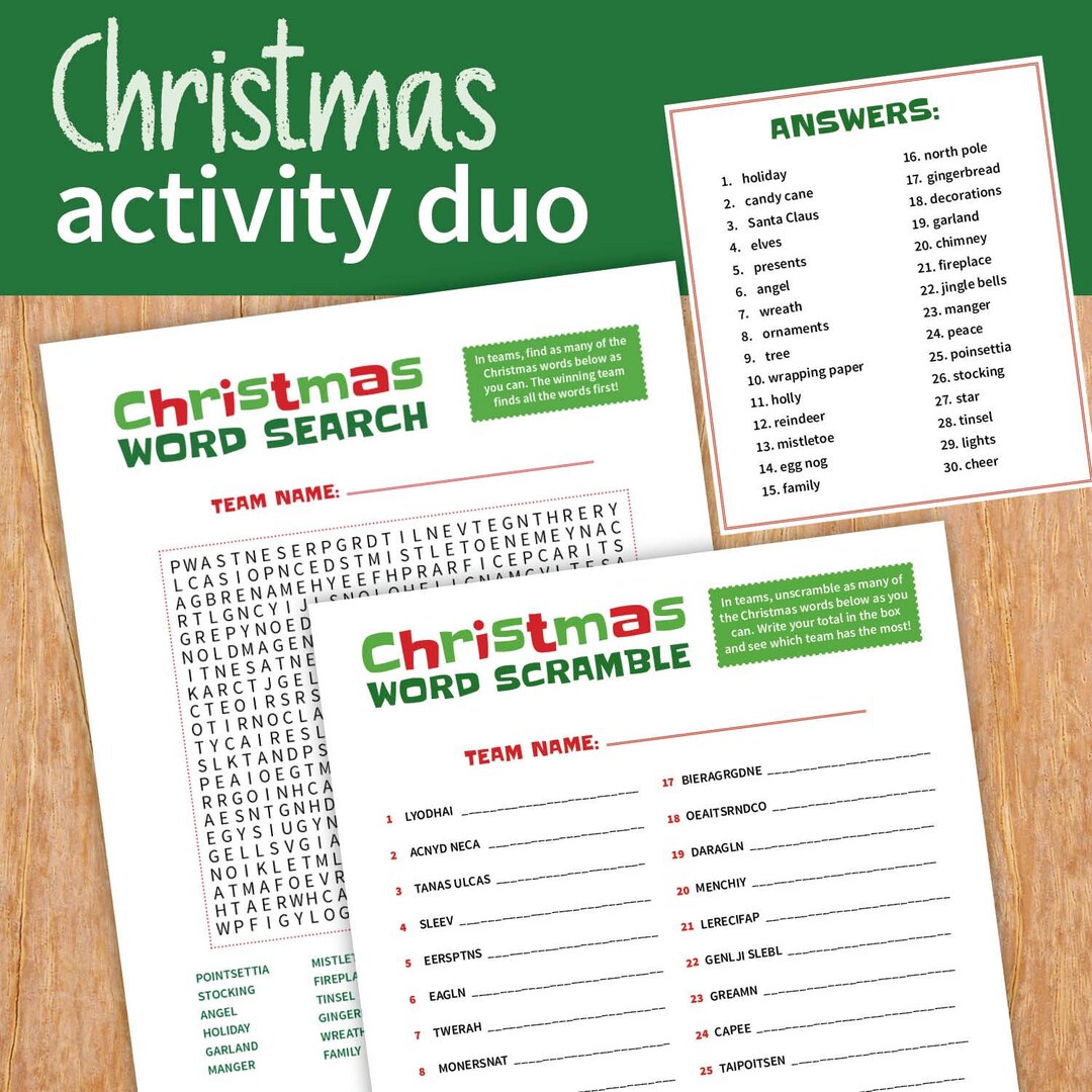 Christmas Activity Bundle, Word Search and Scramble, Grades 4 and Up - Etsy