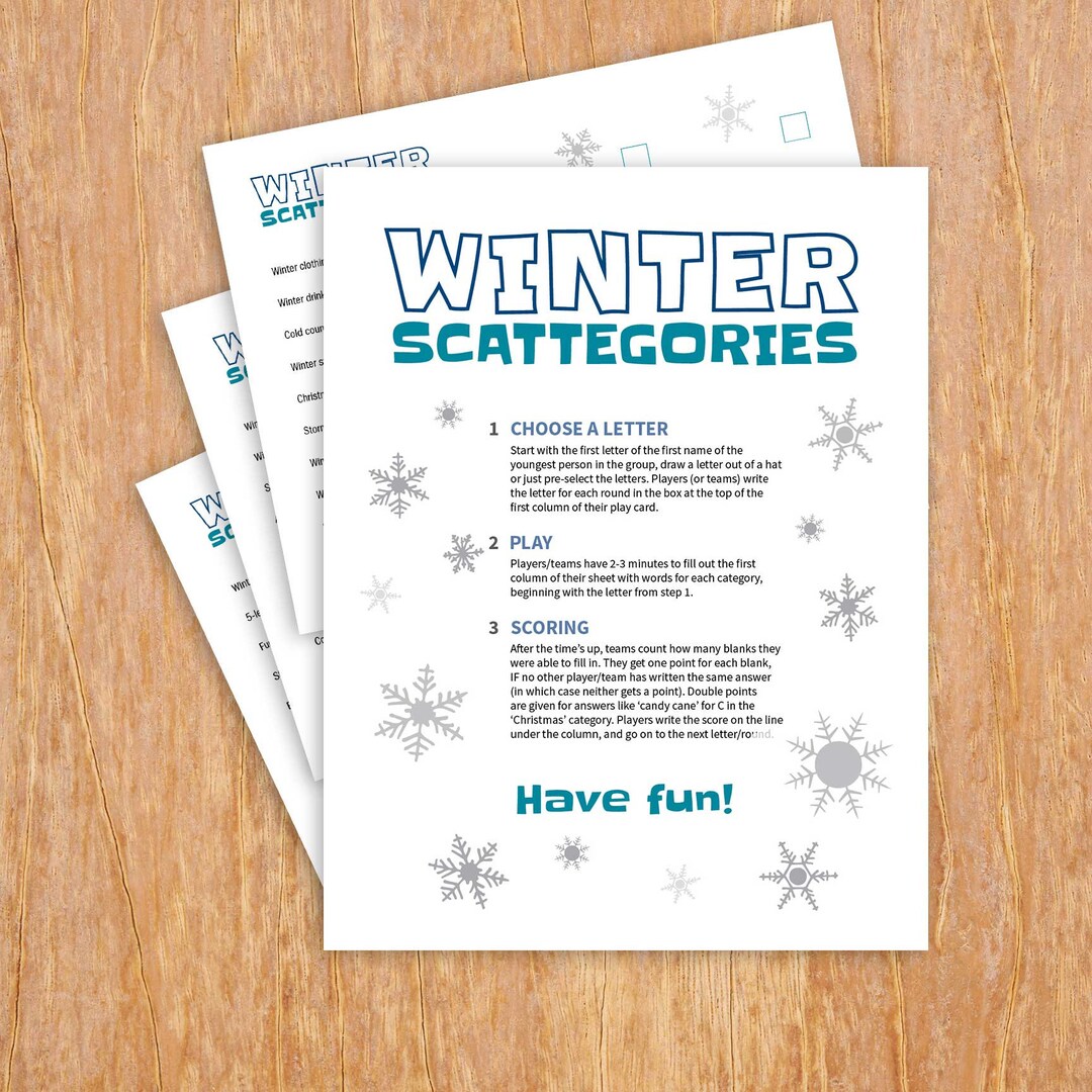 Printable Game, Scattegories, Winter Party Game - Etsy