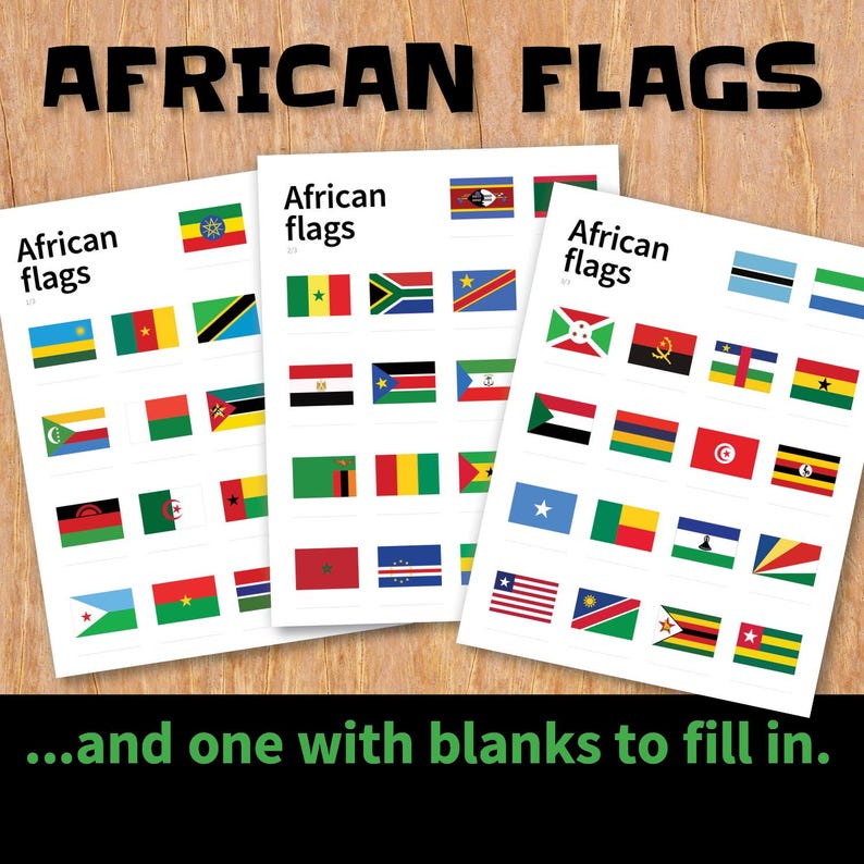 African Flag Worksheets, Printable Africa Activity - Etsy Australia