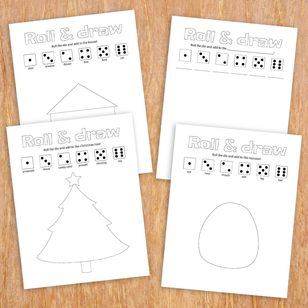 Roll and Draw, Dice Game for Kids, Christmas Tree Dice Activity - Etsy