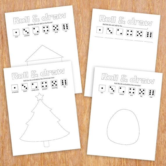 Roll and Draw Dice Game for Kids Christmas Tree Dice - Etsy