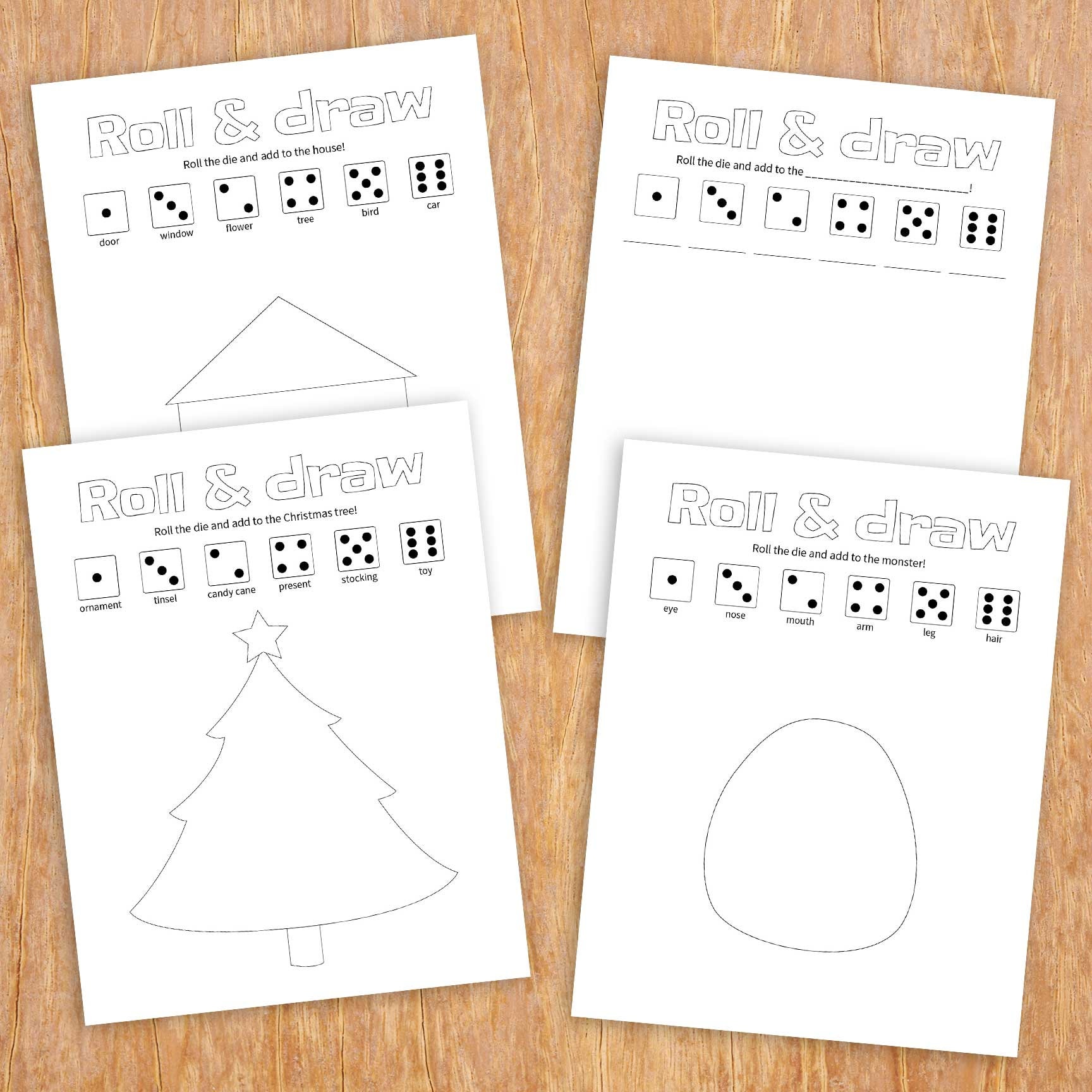 Roll and Draw, Dice Game for Kids, Christmas Tree Dice Activity - Etsy