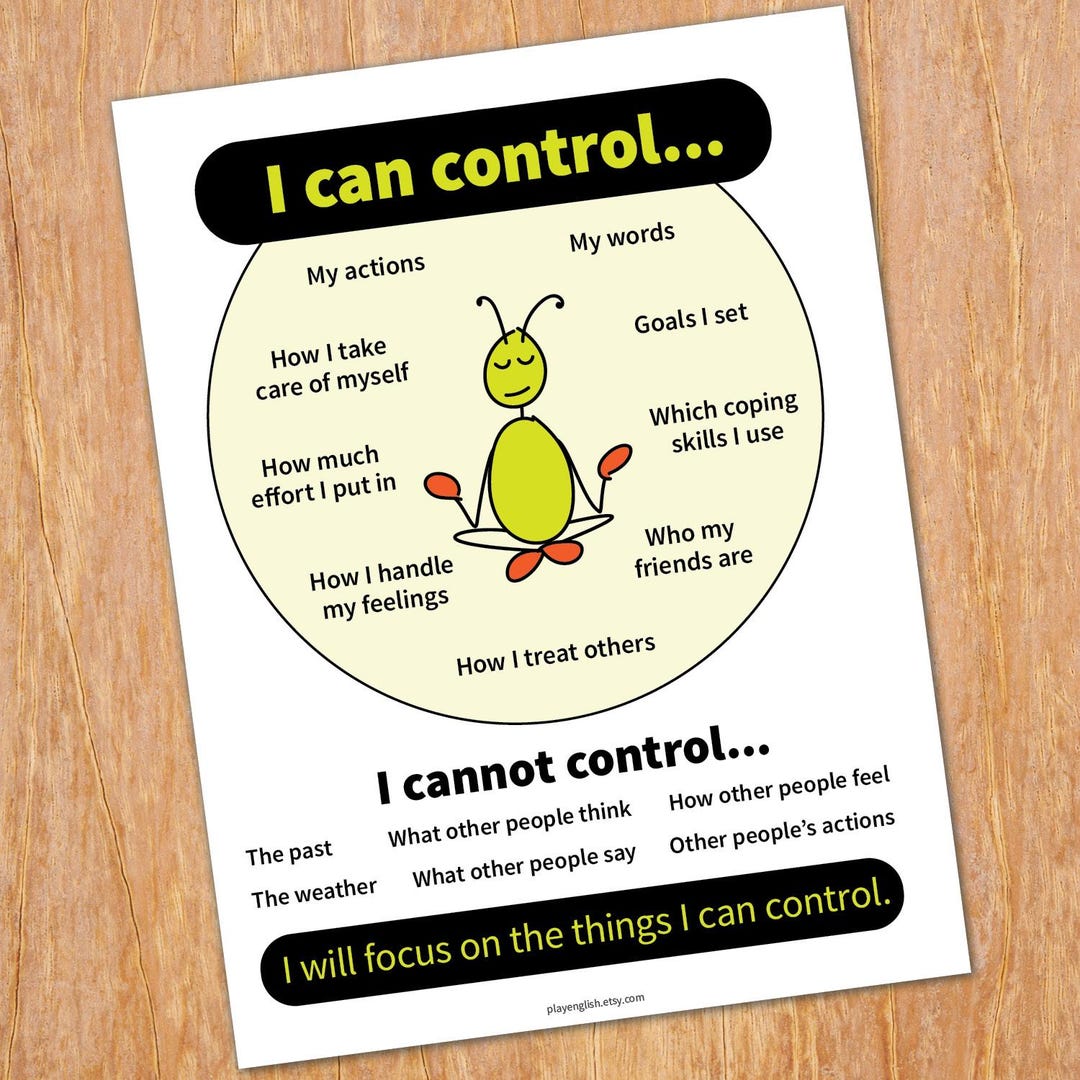 Mindfulness Printable Poster, Things I Can Control - Etsy