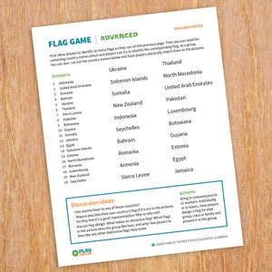 Printable Flag Game, Flag Worksheet, Advanced Version - Etsy