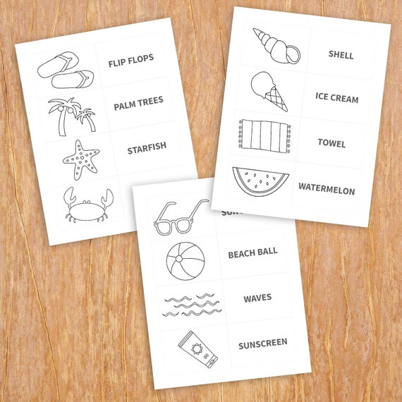 Summer Colour and Match Game Printable Kids Summer Activity - Etsy