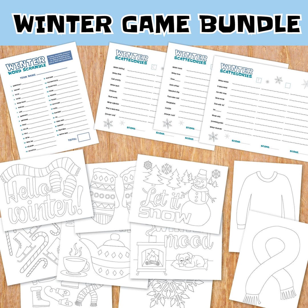 Winter Printable Activity Bundle, Games and Colouring Pages - Etsy
