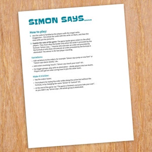 Simon Says game, printable English verb flashcards - Etsy 日本