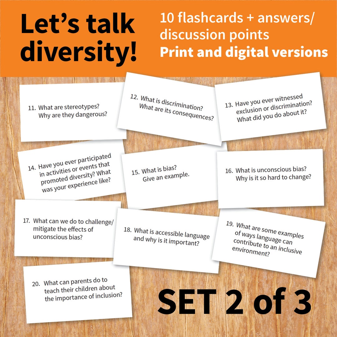 Let's Talk Diversity SET 2 of 3, DEI Discussion Questions, Print and ...