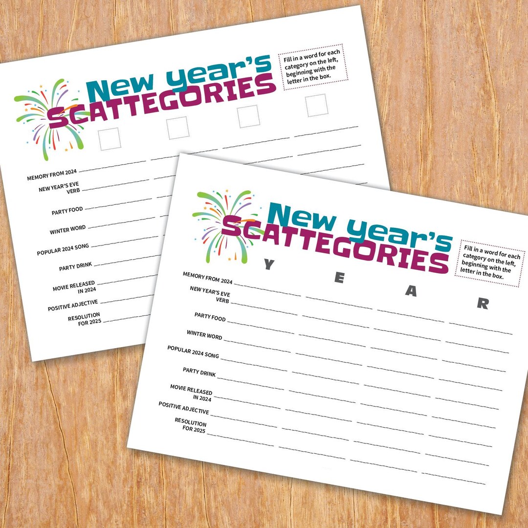 New Year's Eve Scattegories, Printable Word Game - Etsy