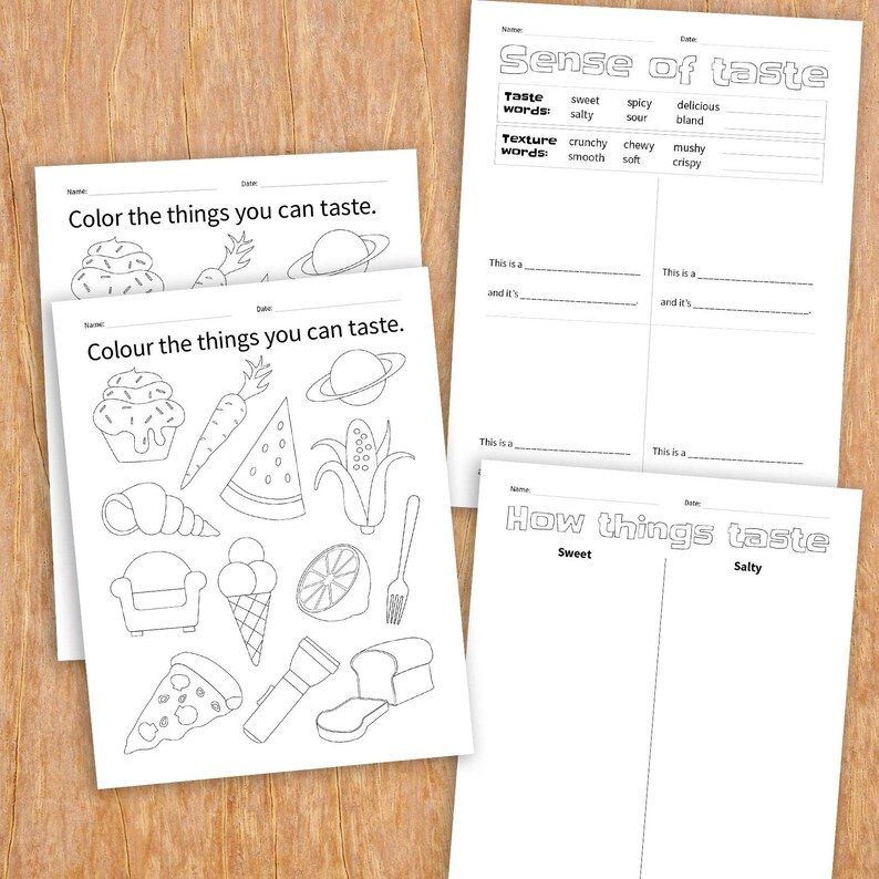 Sense of Taste Activity Bundle Grades 1-3 - Etsy