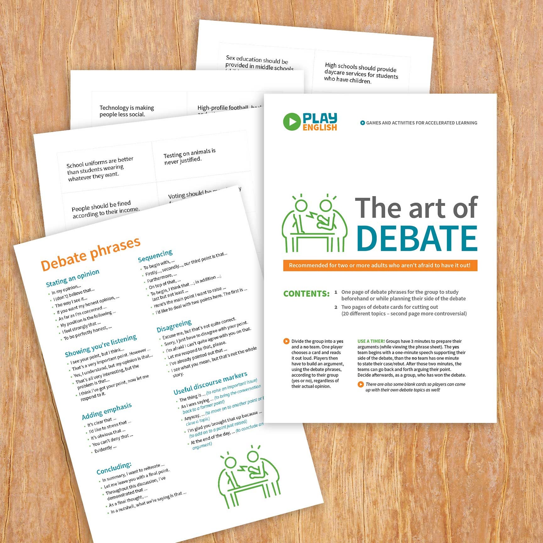 Debate Activity, Debate Phrases and Flashcards for ESL Adults - Etsy