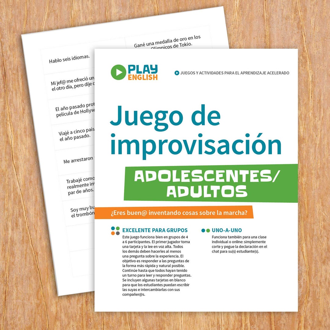 Spanish Improv Game, Printable Party or Class Game - Etsy