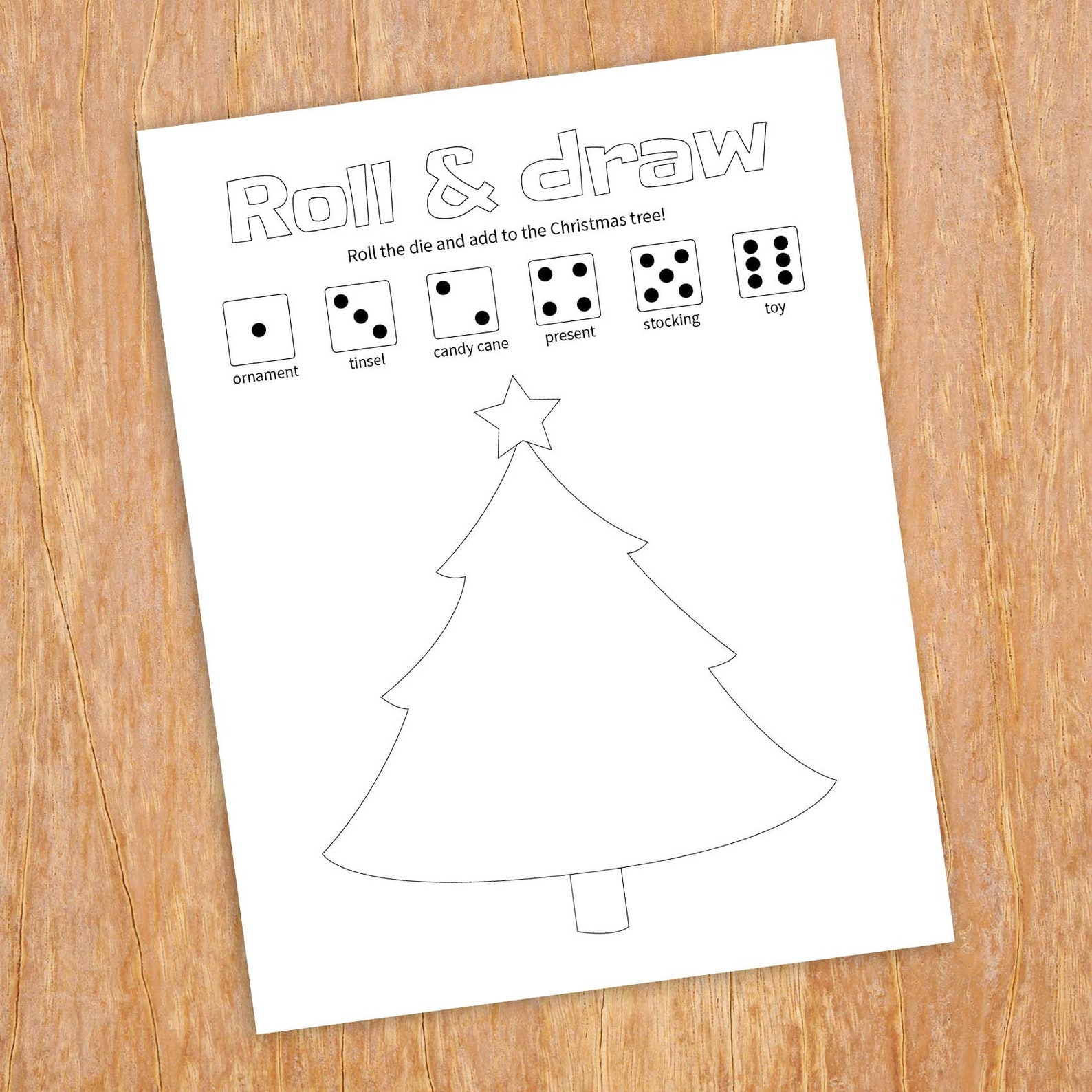 Roll and Draw, Dice Game for Kids, Christmas Tree Dice Activity - Etsy