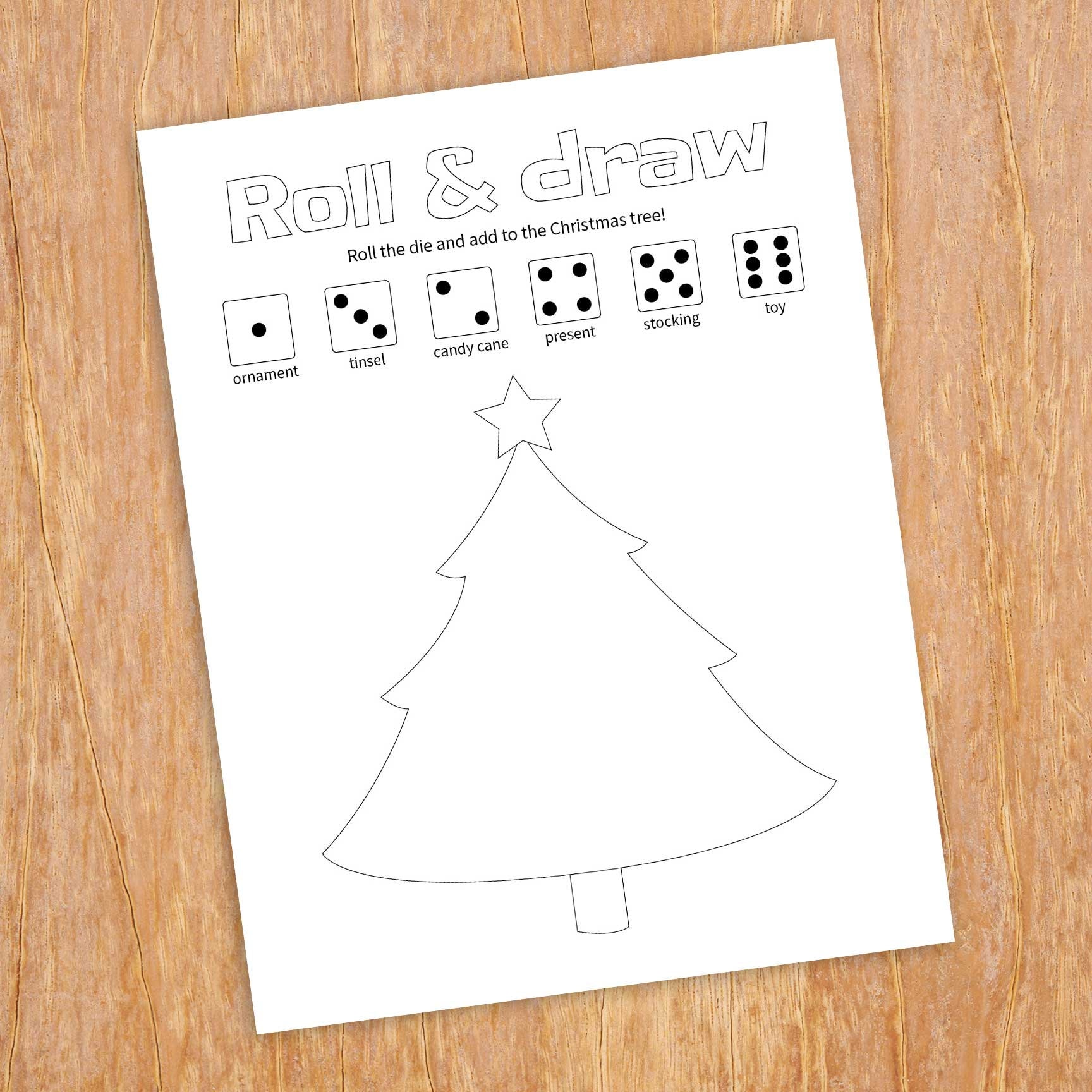 Roll and Draw, Dice Game for Kids, Christmas Tree Dice Activity - Etsy