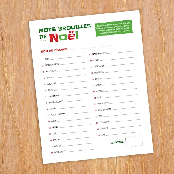 French Christmas Word Scramble Printable Holiday Activity En - Etsy