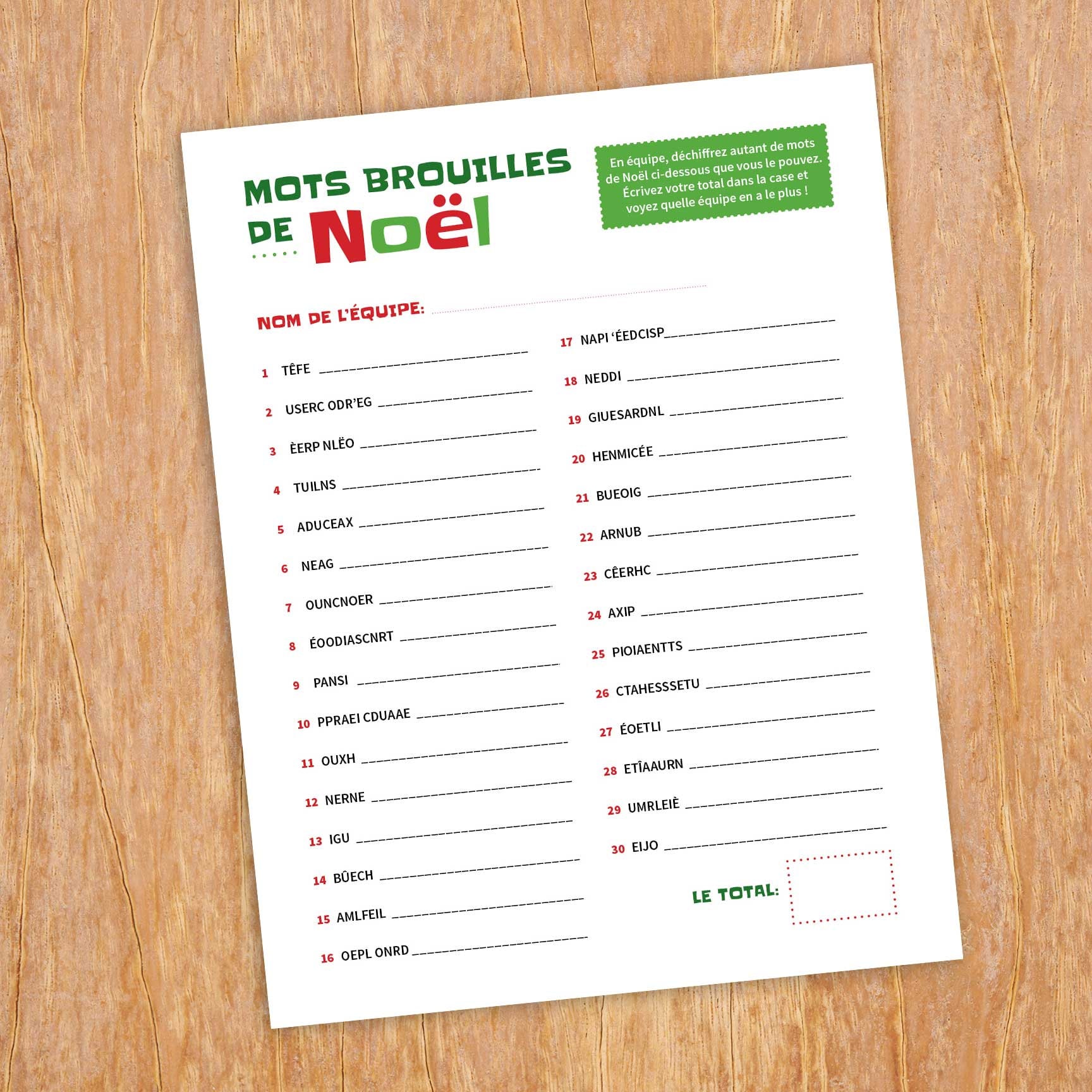 French Christmas Word Scramble, Printable Holiday Activity En Français ...