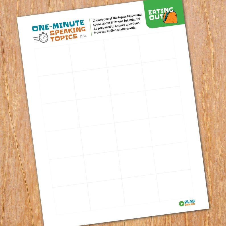 24 English Speaking Topics, One-minute Improv Activity - Etsy