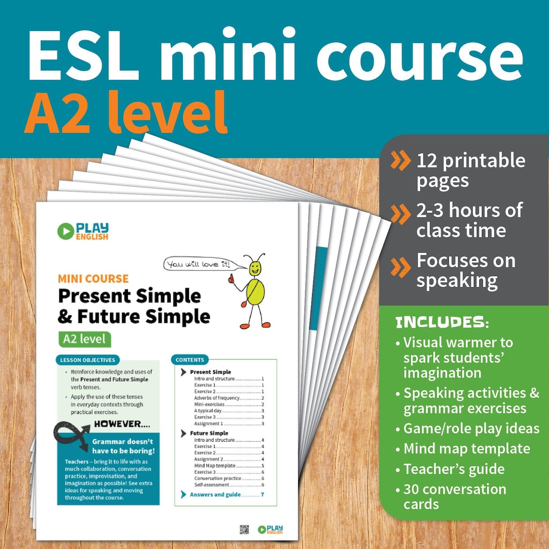 ESL Mini Course: Present & Future Simple Verb Tenses (A2 Level) (PDF ...
