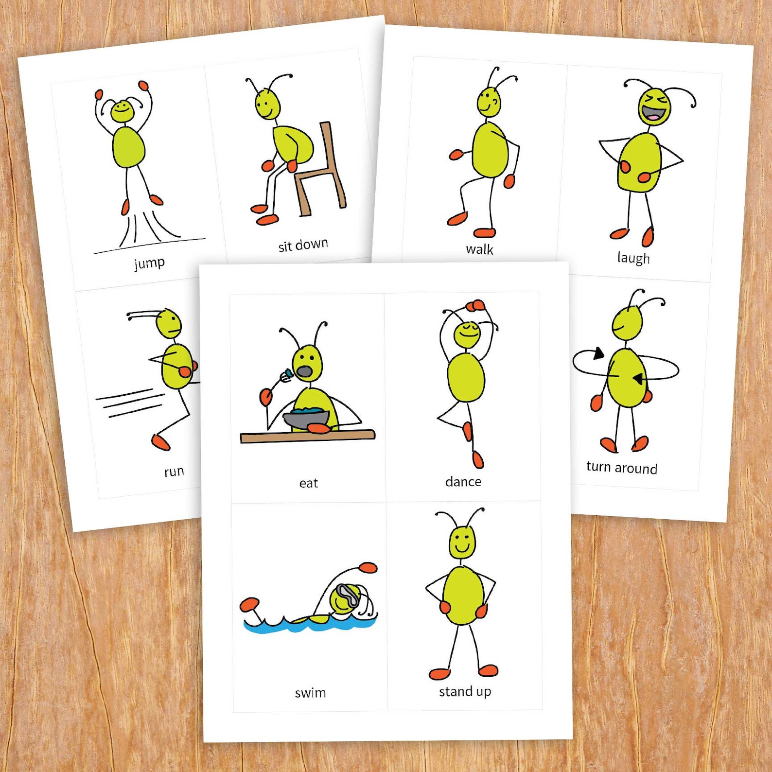 Simon Says ESL Flashcards – Basic English Verbs With Fun, Original ...