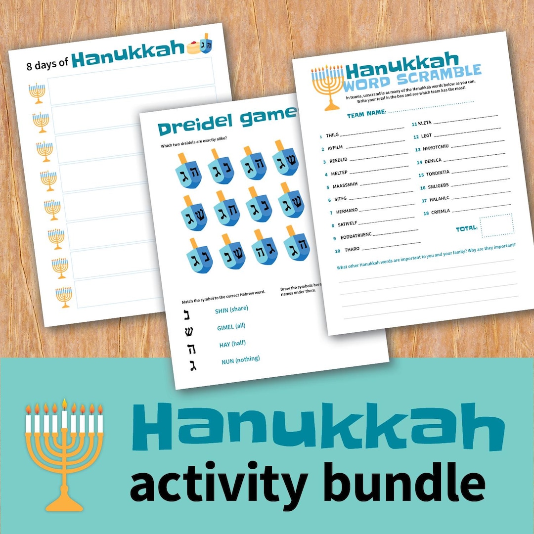 Hanukkah Activity Bundle, Printable Worksheets - Etsy