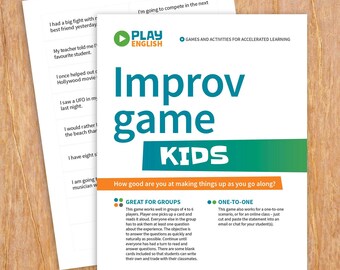 Improv Prompt Flashcards, Speaking Activity for Kids, ESL-ELL - Etsy