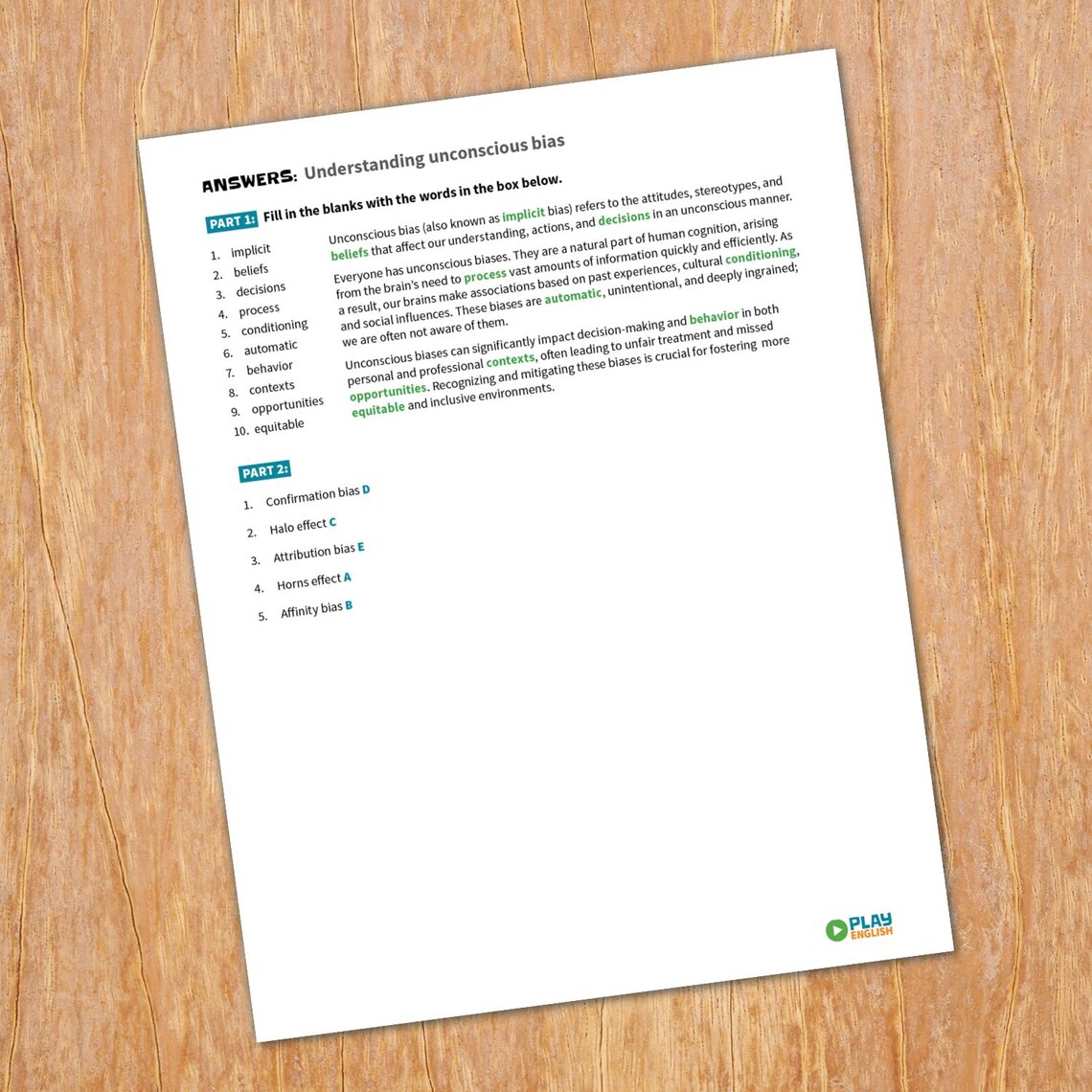 Bias Worksheet, Printable Diversity Activity for Teens and Adults - Etsy