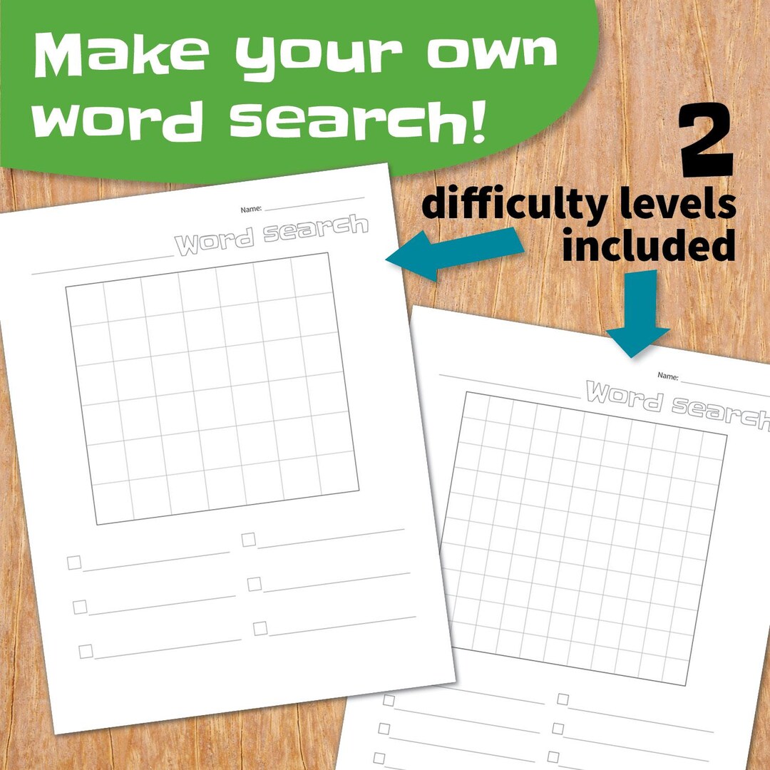 Make-your-own Word Search Template, 2 Difficulty Levels - Etsy