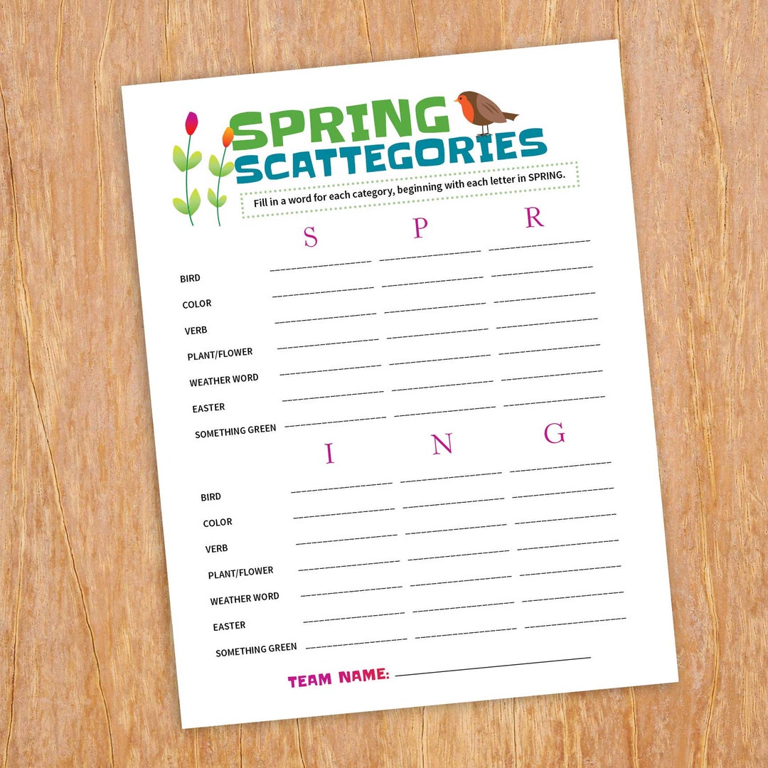 Spring Scattergories, Printable Kids Spring Game - Etsy