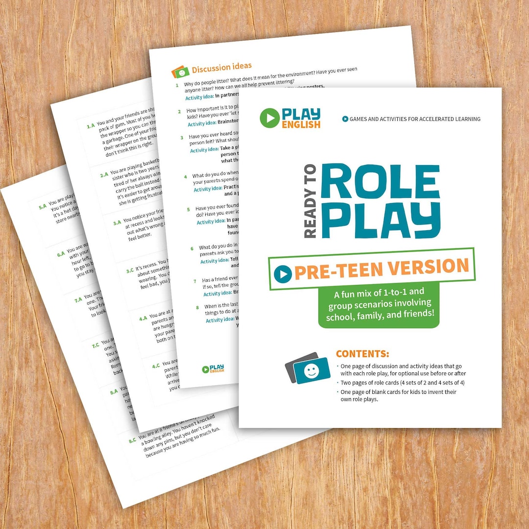 Role Play Cards for Kids and Pre/teens, Printable Role Playing Activity ...