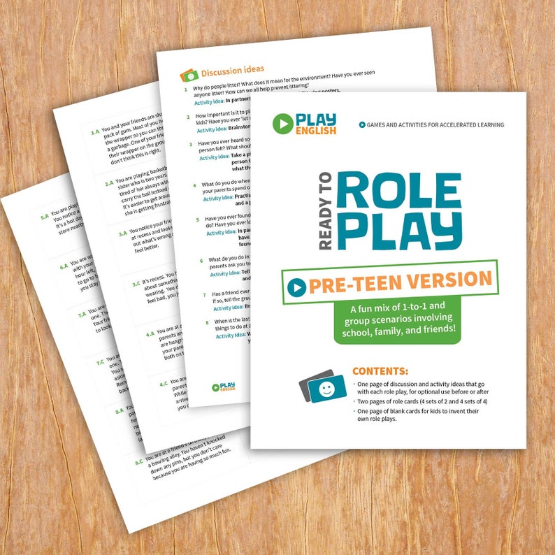 Role Play Cards for Kids and Pre/teens, Printable Role Playing Activity ...
