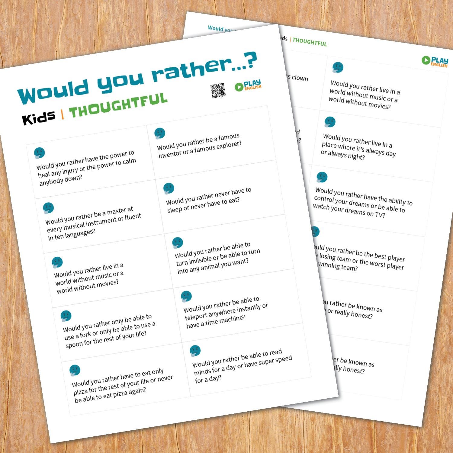 Would You Rather Cards, Printable Activity for Kids and Pre-teens - Etsy